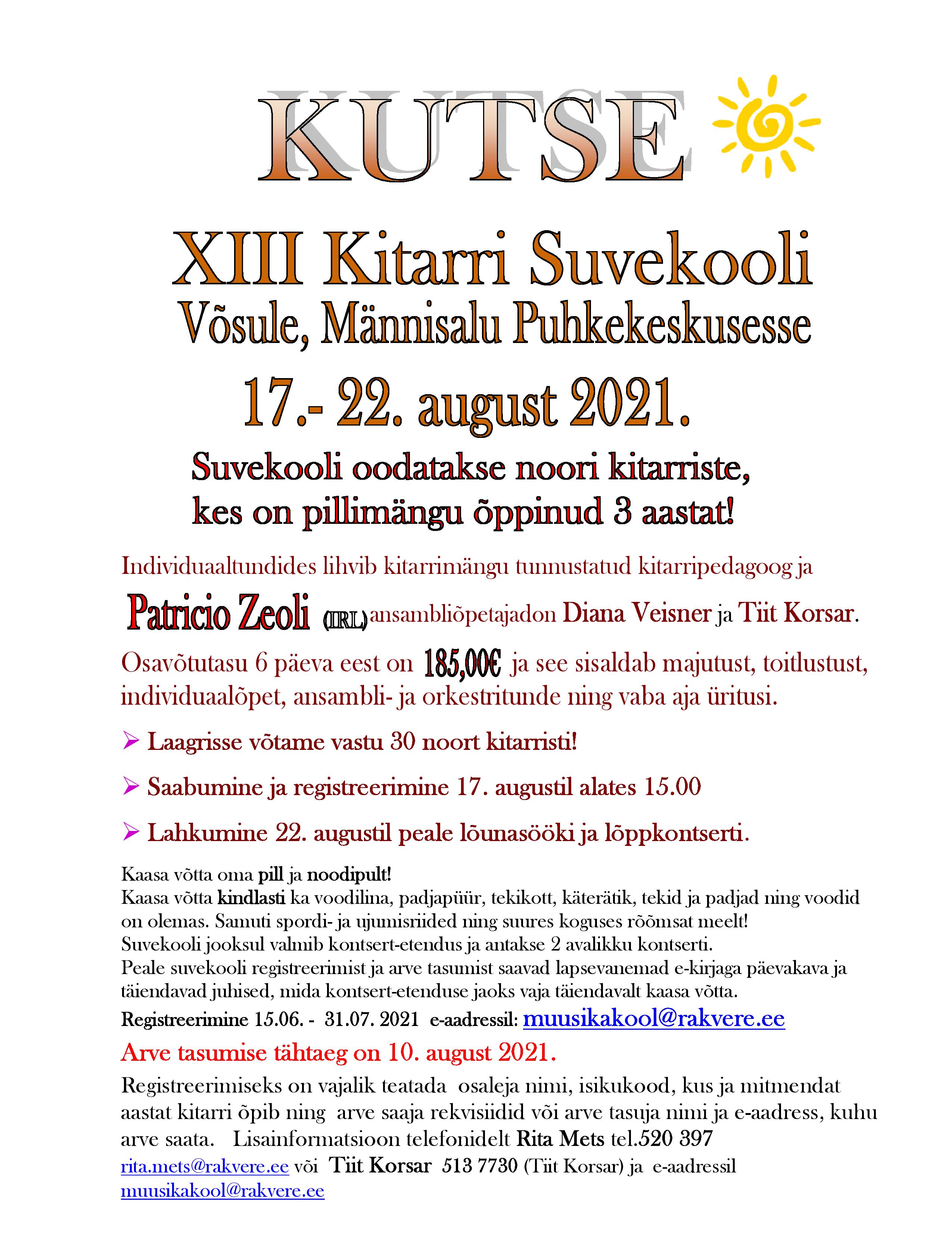 Suvised kitarrilaagrid 2021 - Kitarri Kodu