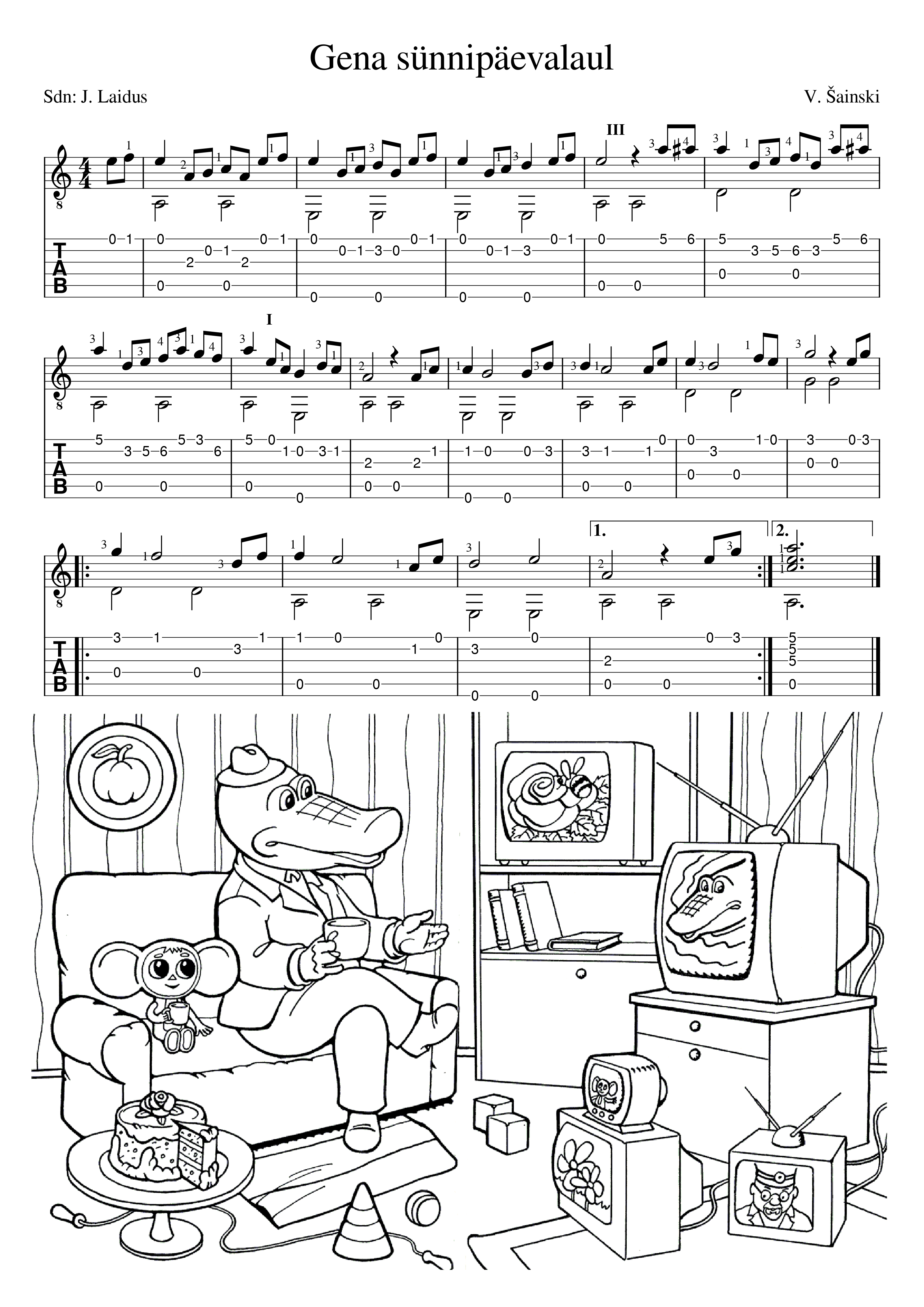 A. Šainski - Krokodill Gena lauluke - Kitarri Kodu